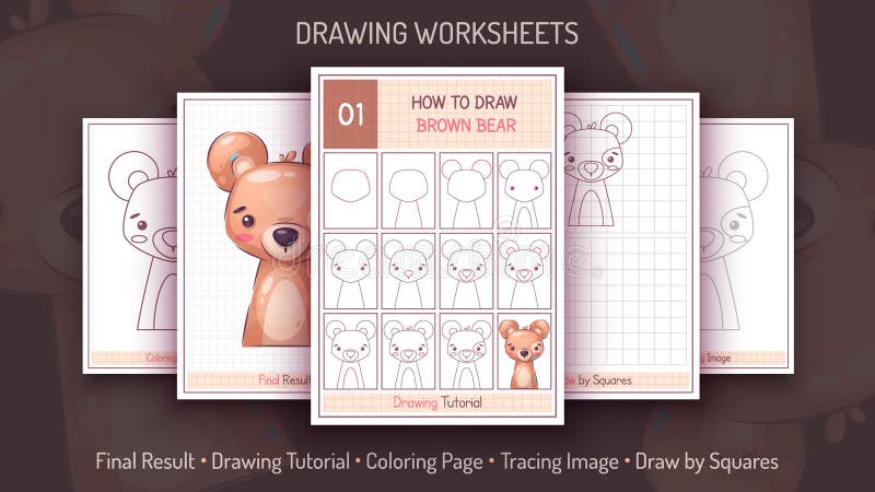 How To Draw a Brown Bear. Step by Step Drawing Tutorial. Draw Guide ...