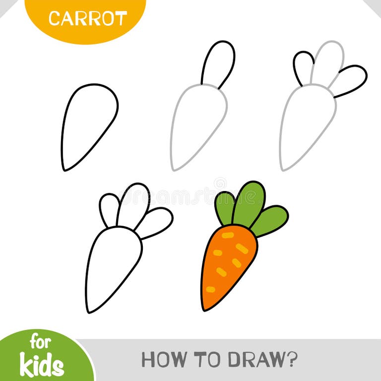 How To Draw Carrot for Children. Step by Step Drawing Tutorial Stock ...
