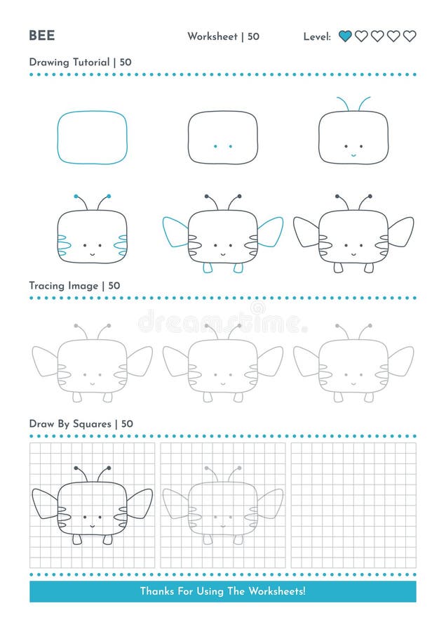 How To Draw Doodle Animal Bee, Cartoon Character Step by Step Drawing ...