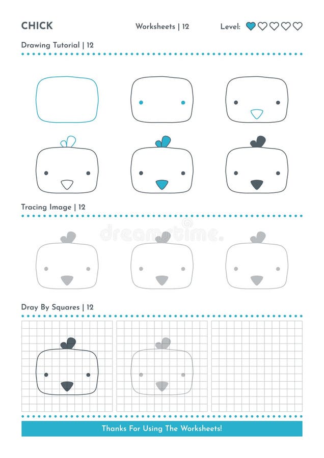 How To Draw Doodle Animal Chick, Cartoon Character Step by Step Drawing ...