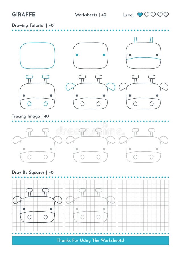How To Draw Doodle Animal Giraffe, Cartoon Character Step by Step ...