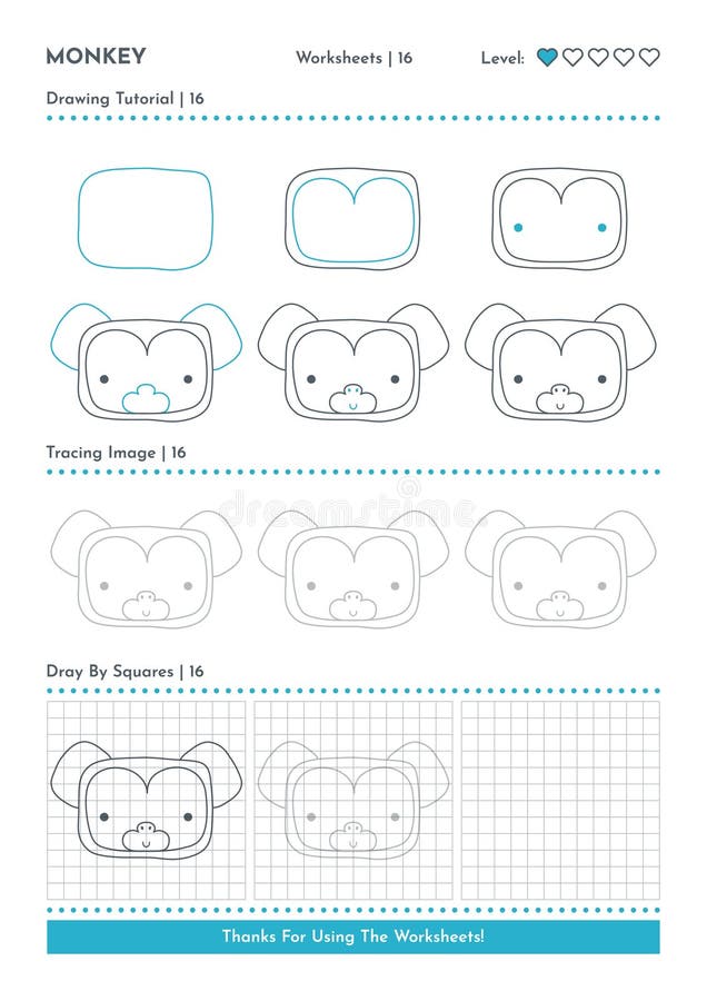 How To Draw Doodle Animal Monkey, Cartoon Character Step by Step ...