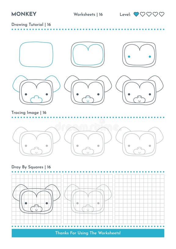 How To Draw Doodle Animal Monkey, Cartoon Character Step by Step ...
