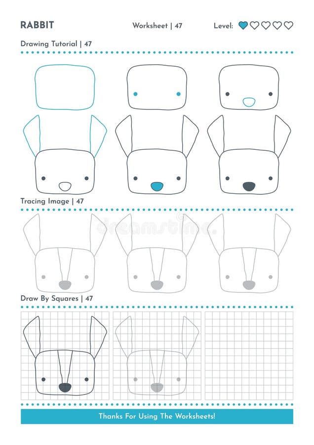 How To Draw Doodle Animal Rabbit, Cartoon Character Step by Step ...