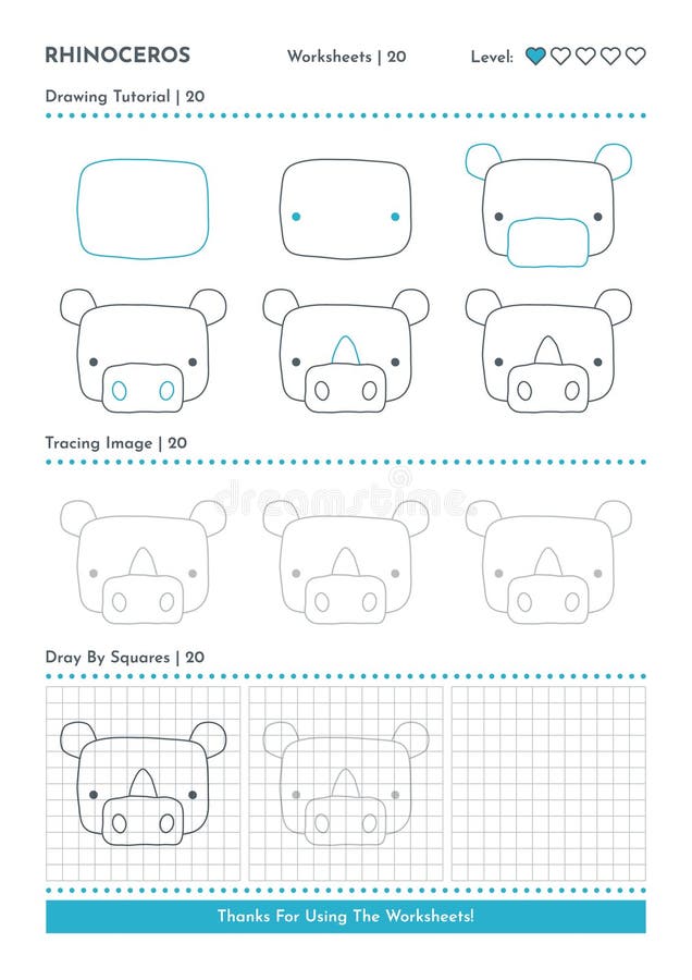 Cum Să Deseneze Un Desen Animalic Cu Rinoceros Animal, Pas Cu Pas ...