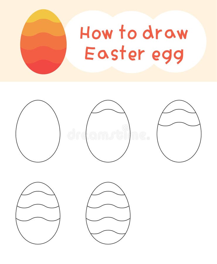 How To Draw Easter Egg Cartoon Step by Step for Kid Book, Spring, Coloring Book and Education ...