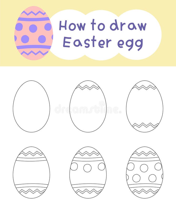 How To Draw Easter Egg Cartoon Step by Step for Kid Book, Spring ...