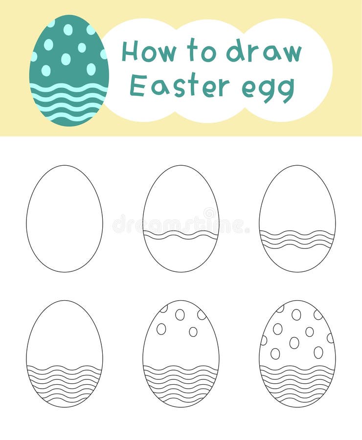 How To Draw Easter Egg Cartoon Step by Step for Kid Book, Spring ...
