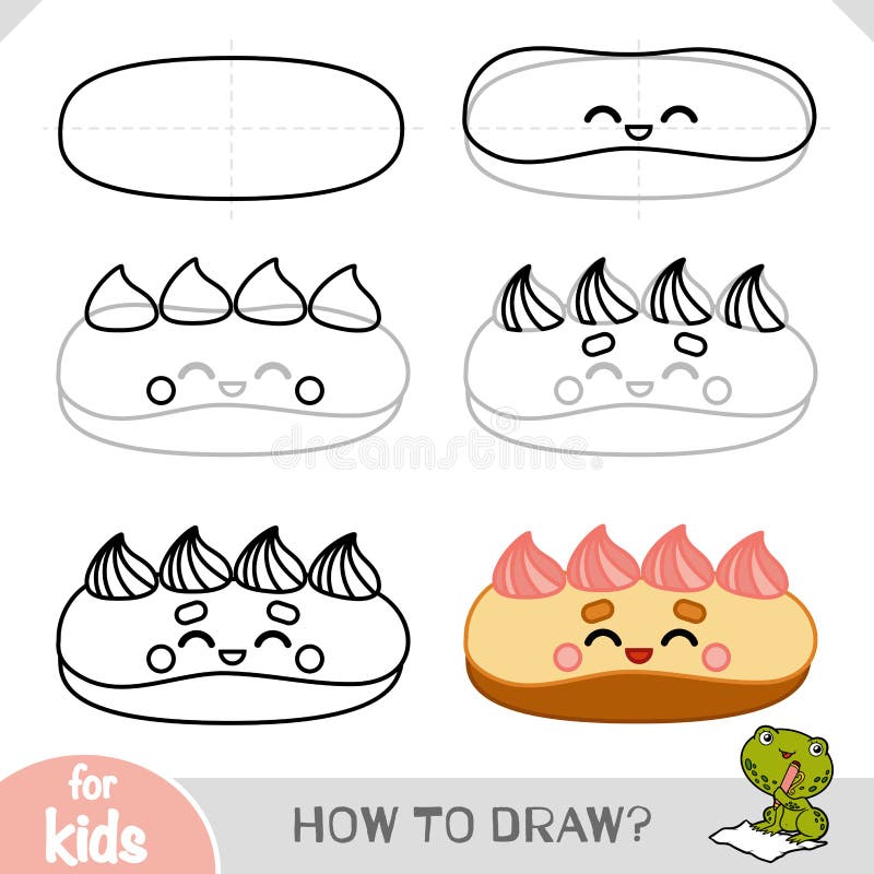How To Draw Eclair Pastry for Children. Step by Step Drawing Tutorial ...
