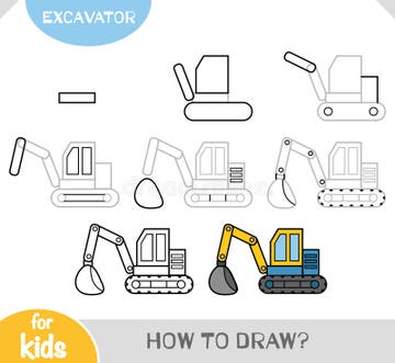 Excavator Drawing Worksheet Stock Illustrations – 63 Excavator Drawing ...