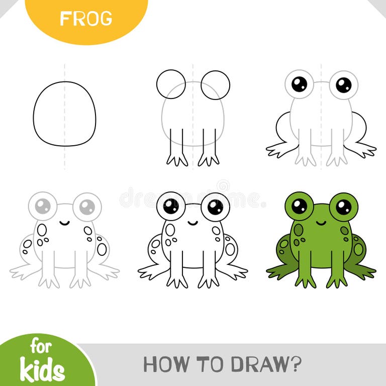 How To Draw Frog for Children. Step by Step Drawing Tutorial Stock ...