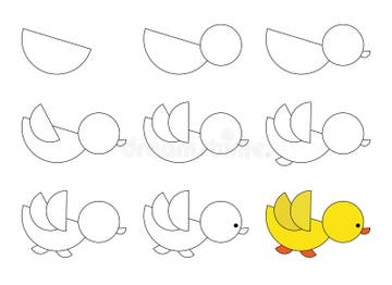 How To Draw. Guide To Drawing Cartoon Duck. Simple Step-by-step Drawing ...
