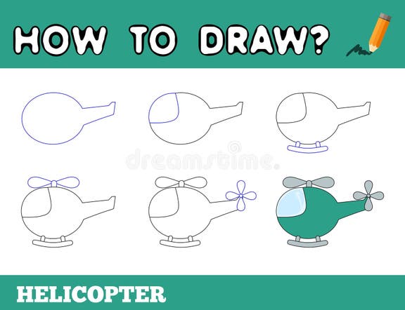 How To Draw Helicopter Step by Step Drawing Tutorial for Children Stock ...