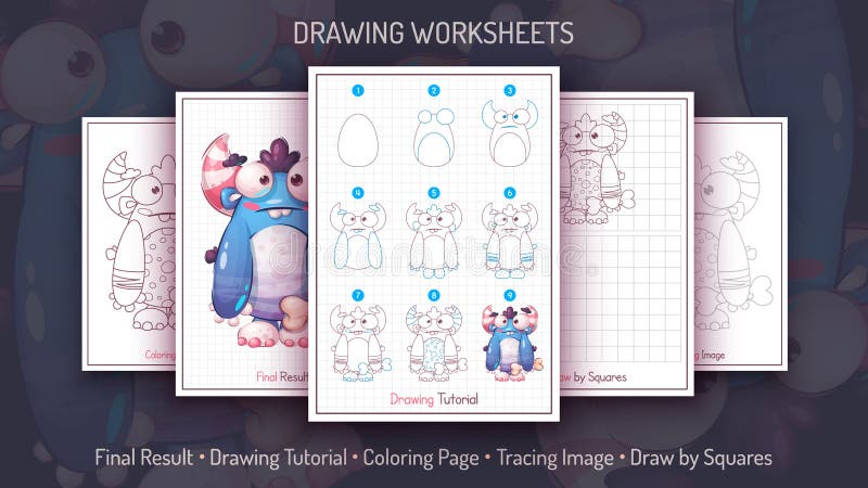 How To Draw a Monster. Step by Step Drawing Tutorial. Draw Guide ...