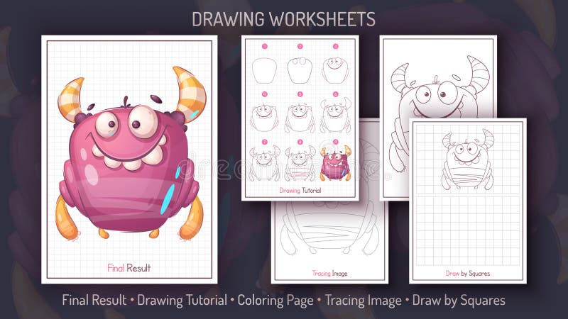 How To Draw a Monster. Step by Step Drawing Tutorial. Draw Guide ...