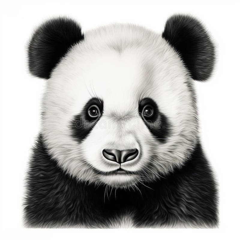 How To Draw a Panda Bear with Bold Defined Lines Using Black Ink on a ...