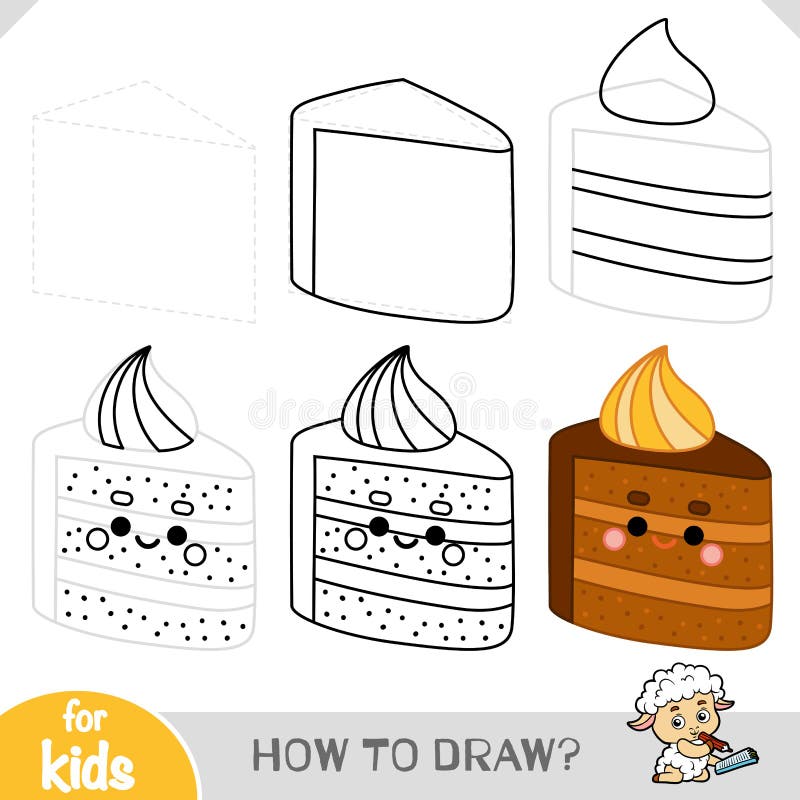 How To Draw Piece of Cake for Children. Step by Step Drawing Tutorial ...