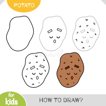 How To Draw Potato for Children. Step by Step Drawing Tutorial Stock ...