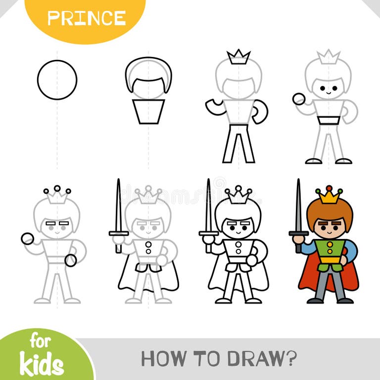 How To Draw Prince for Children. Step by Step Drawing Tutorial Stock ...