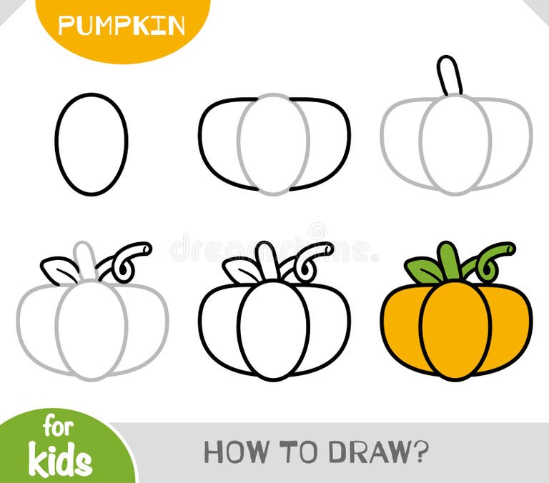 How To Draw Pumpkin for Children. Step by Step Drawing Tutorial Stock ...