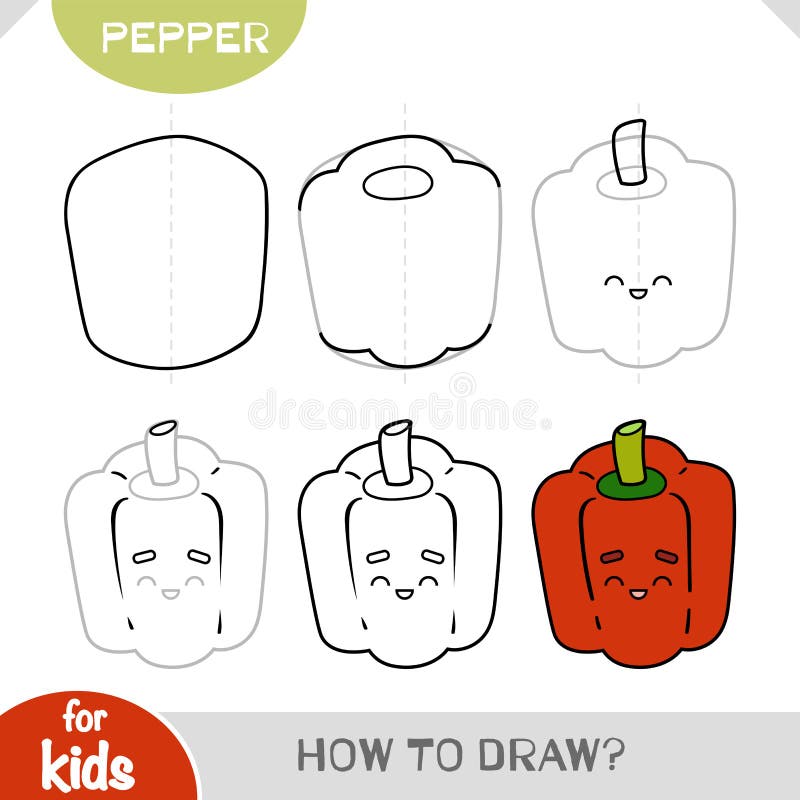 How To Draw Red Pepper for Children. Step by Step Drawing Tutorial ...
