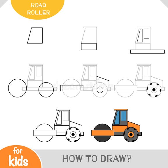 How To Draw Road Roller for Children. Step by Step Drawing Tutorial ...