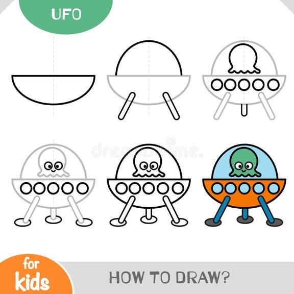 How To Draw UFO. Educational Step by Step Drawing Tutorial for Children ...