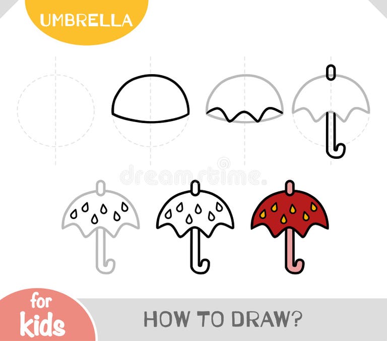How To Draw Umbrella for Children. Step by Step Drawing Tutorial Stock ...