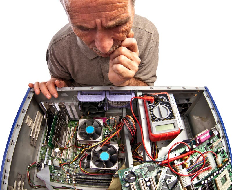 Man repair computer stock photo. Image of computer, portrait - 17384330