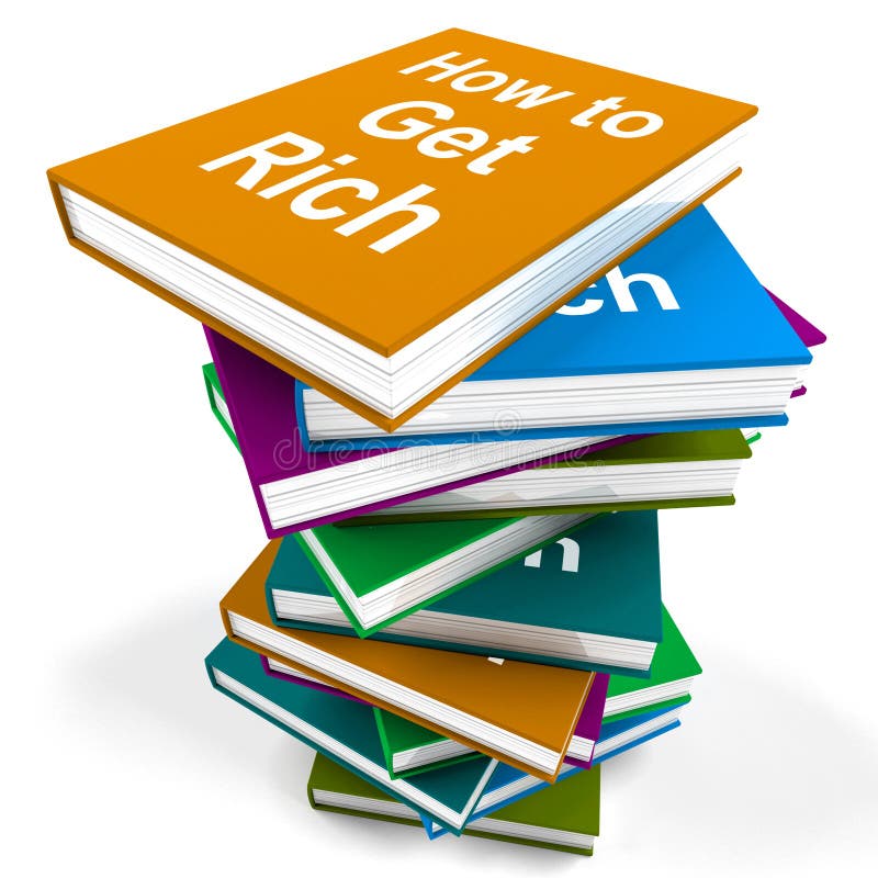 How To Get Rich Book Stack Shows Make Wealth Stock Illustration ...