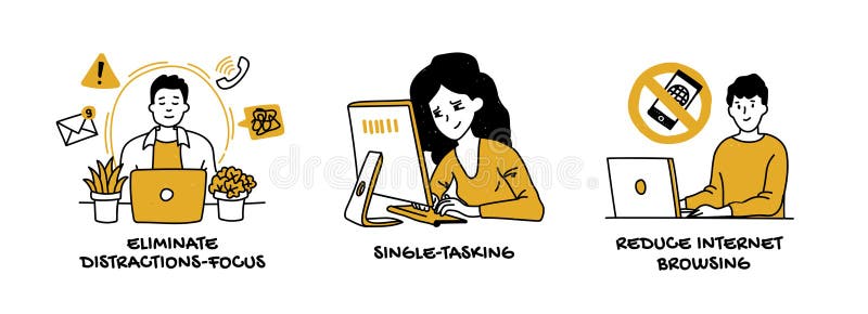 How To Increase Productivity when Working from Home Stock Illustration ...