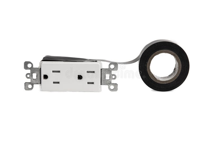 Insulating Tape with Bare Screws of an Electrical Outlet Stock Image ...