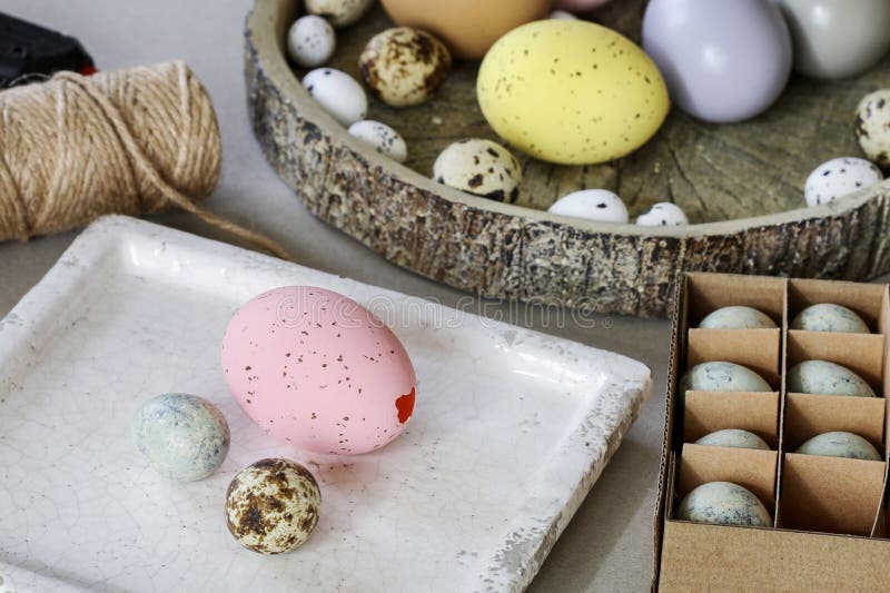 How To Make Hanging Easter Eggs. Step by Step, Tutorial Stock Image - Image of paint, hand ...