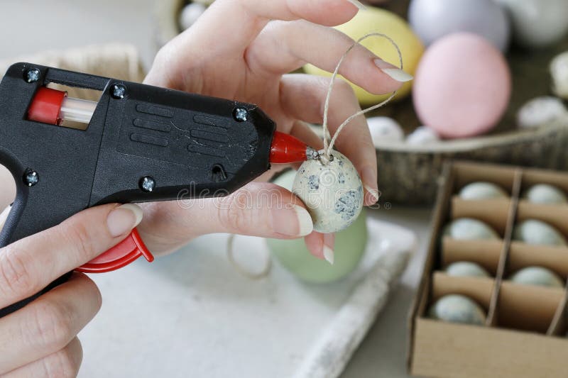 How To Make Hanging Easter Eggs. Step by Step, Tutorial Stock Photo - Image of ideas, spring ...
