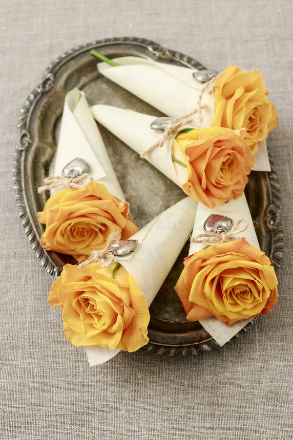 How To Make Lovely Present for Wedding Guests with Roses Stock Image ...