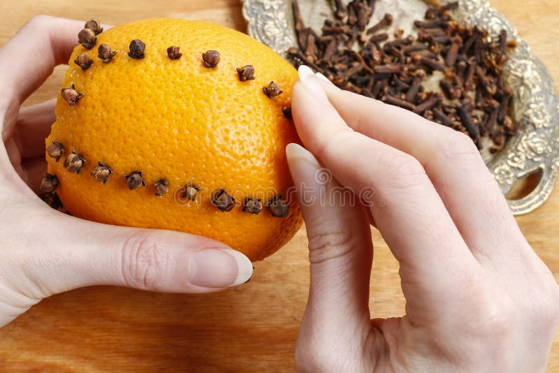 How To Make Orange Pomander Ball with Candle - Tutorial Stock Photo ...