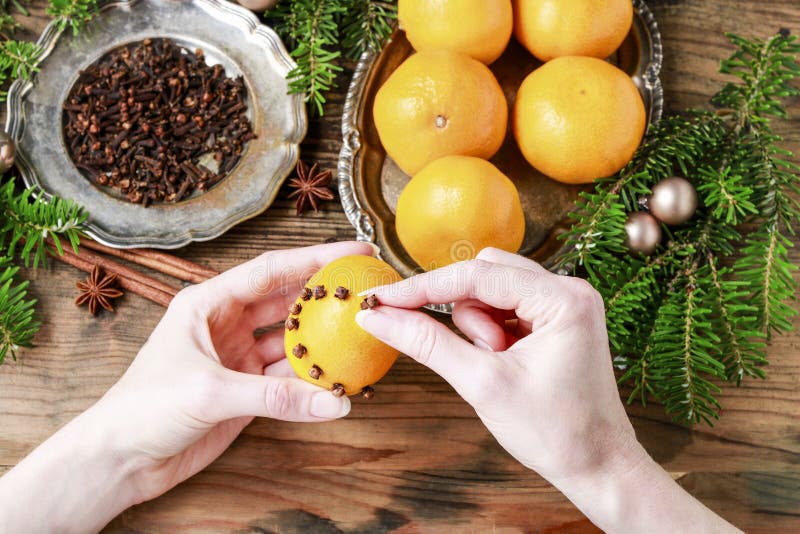 How To Make Orange Pomander Ball - Step by Step Stock Photo - Image of ...
