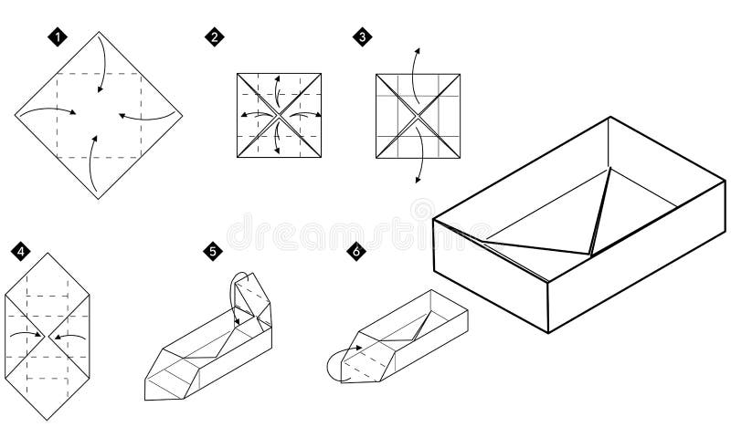 Step Step Instructions How To Make Origami Box Stock Illustrations 16 Step Step Instructions
