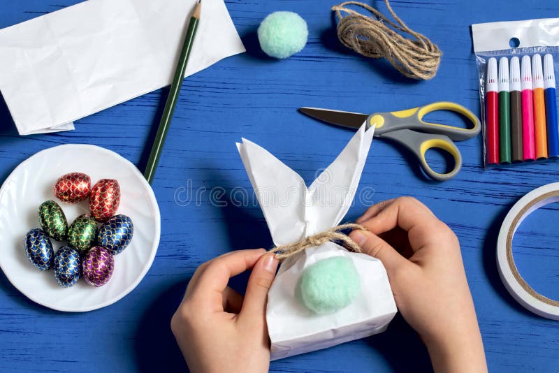 How To Make Package for Sweets in Form of Easter Bunny. Step 5 Stock ...