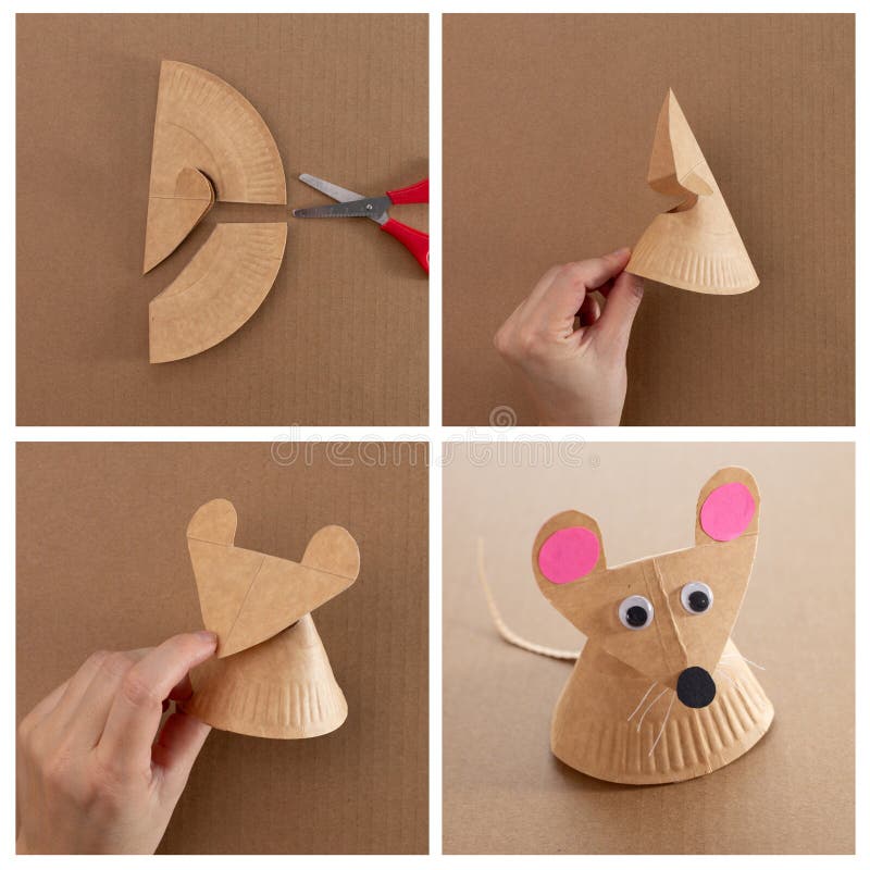 How To Make a Paper Plate Mouse Craft Stock Photo - Image of funny ...