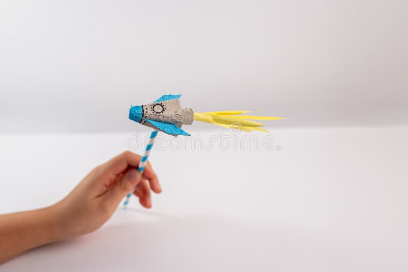 How To Make Straw Rocket, Space Crafts Craft for Kids Stock Image ...