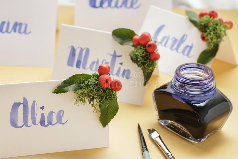 How To Make Wedding Place Name Cards with Handwritten Letters and Fresh ...