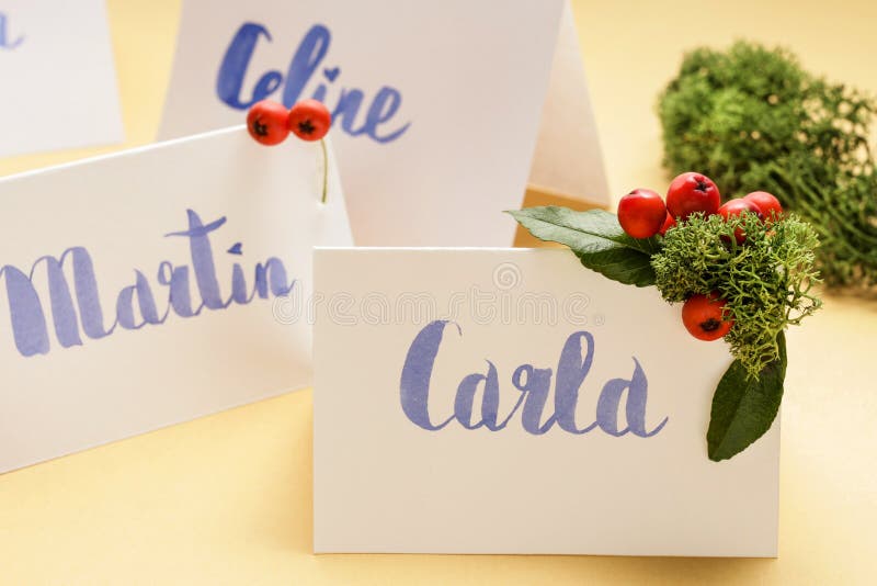 How To Make Wedding Place Name Cards with Handwritten Letters and Fresh ...