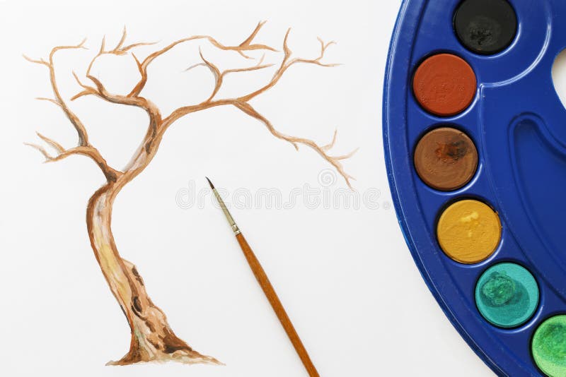 How To Paint a Tree Using Watercolours. Step Two: Add More Details To ...