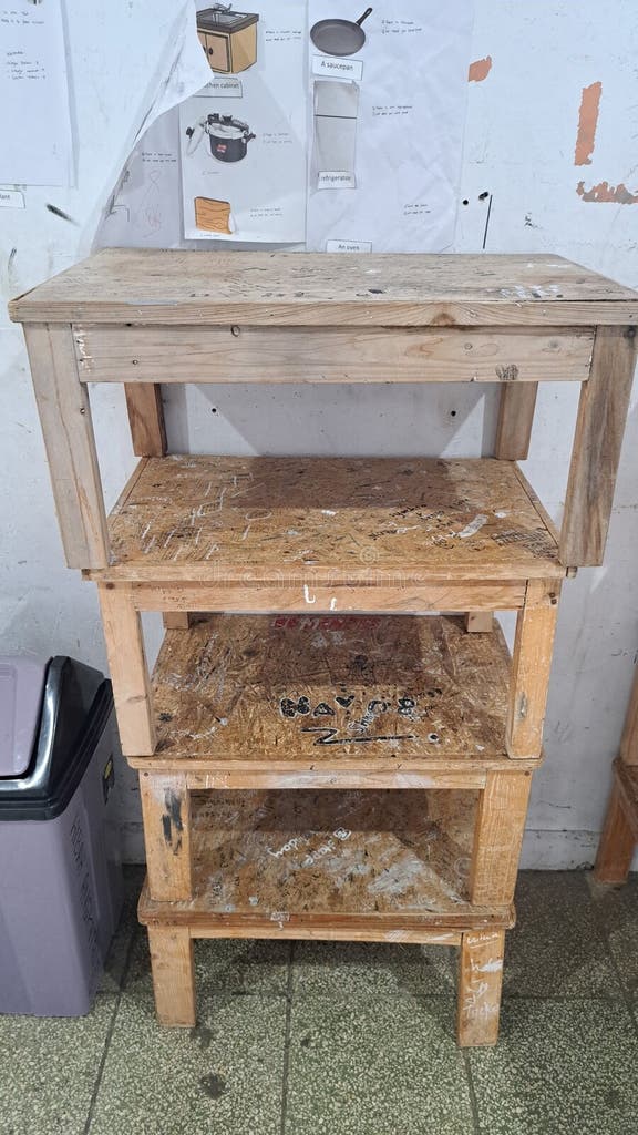 How To Stack Wooden Tables Vertically? Stock Photo - Image of ...