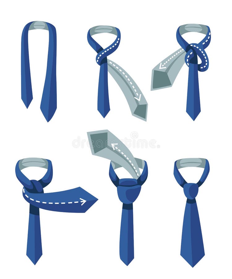 How To Tie a Tie on the Turquoise Background of the Steps. Vector ...