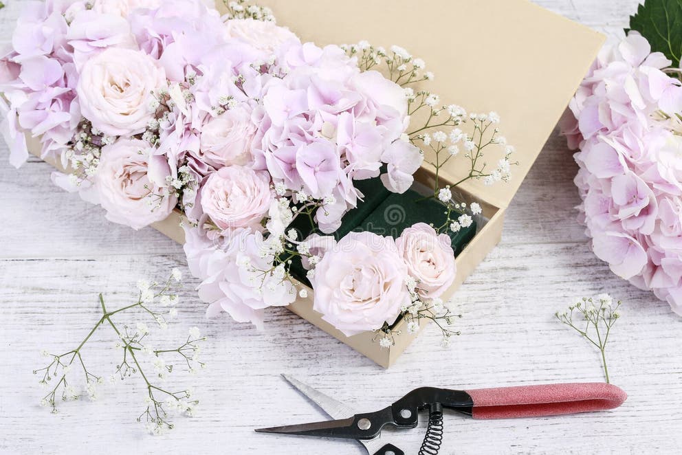 How To Transform Vintage Paper Box into a Beautiful Gift. Stock Image ...