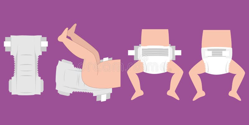 How To Wear a Diaper Steps. Simple Manual in Illustrations Stock ...