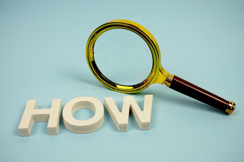 How Word Magnifying Glass Top View Blue Background Stock Photos - Free ...