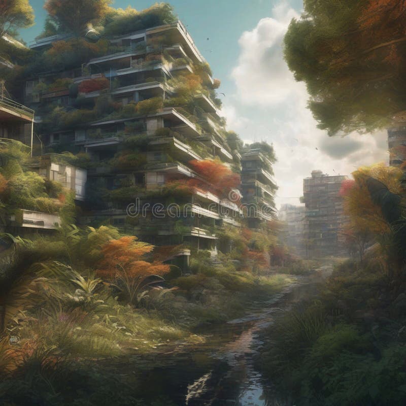 Future World Covered by Forests Ai Generated Stock Illustration ...